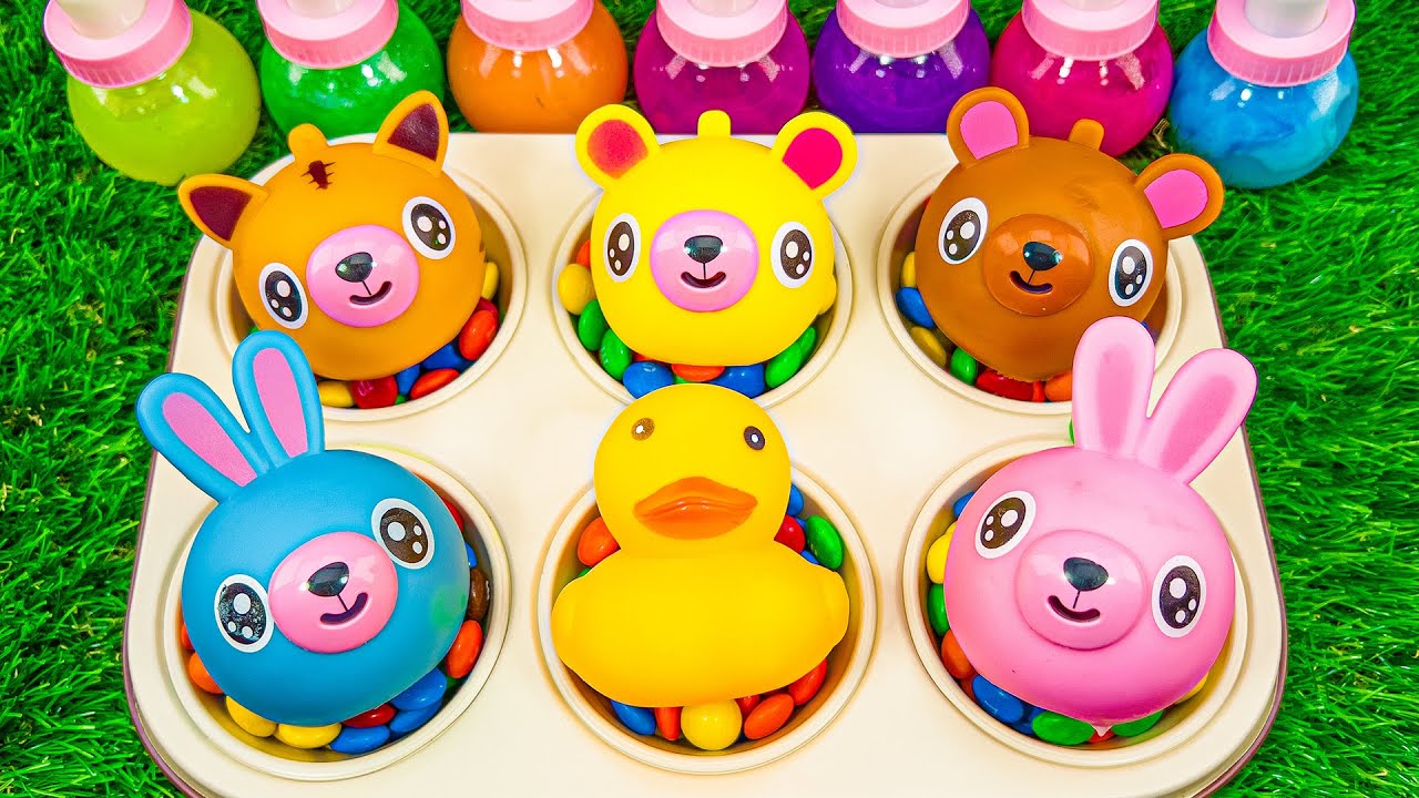 Funny Rubber Animals Tire Game with Rubber Ducky Cow Mammoth Elephant ...