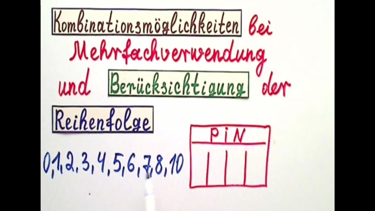 Zahlen Kombinationsmoglichkeiten Berechnen