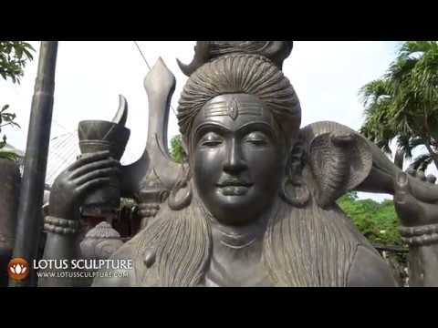 Large Lava Stone Shiva Statue on Mount Kailash with Trident, Conch ...