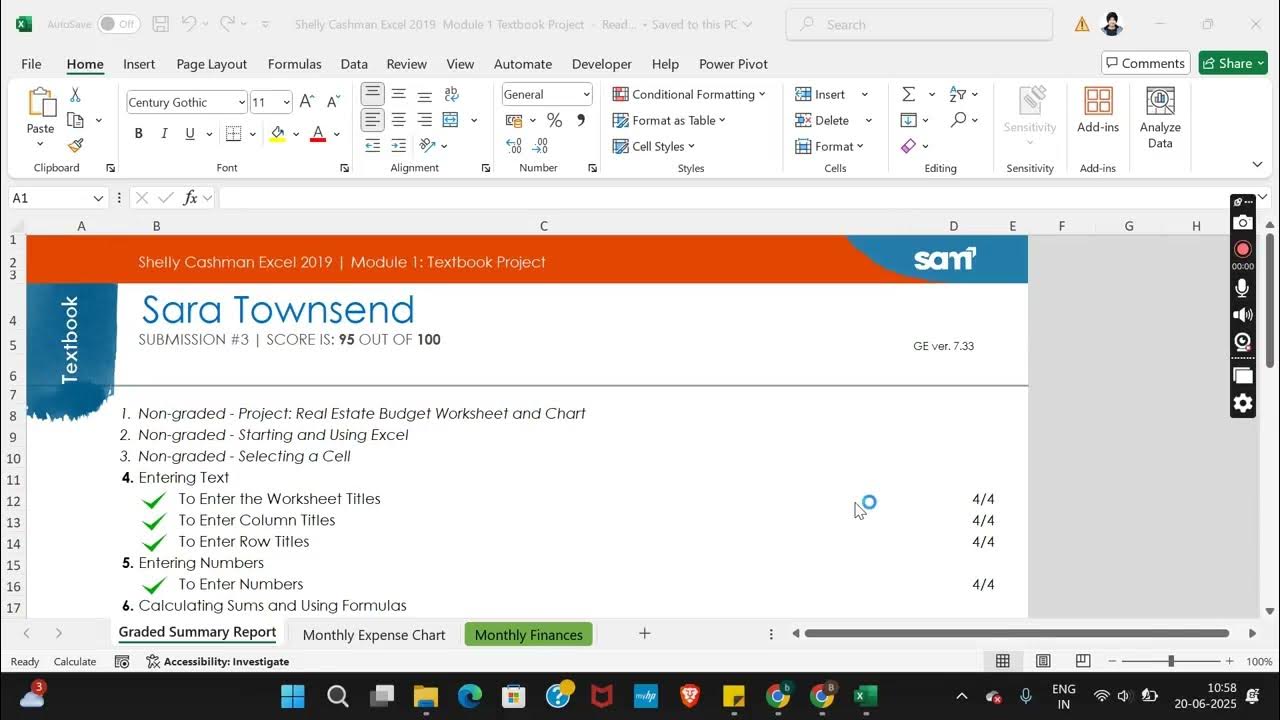 Shelly Cashman Excel 2019 | Module 1: Textbook Project #shellycashman ...