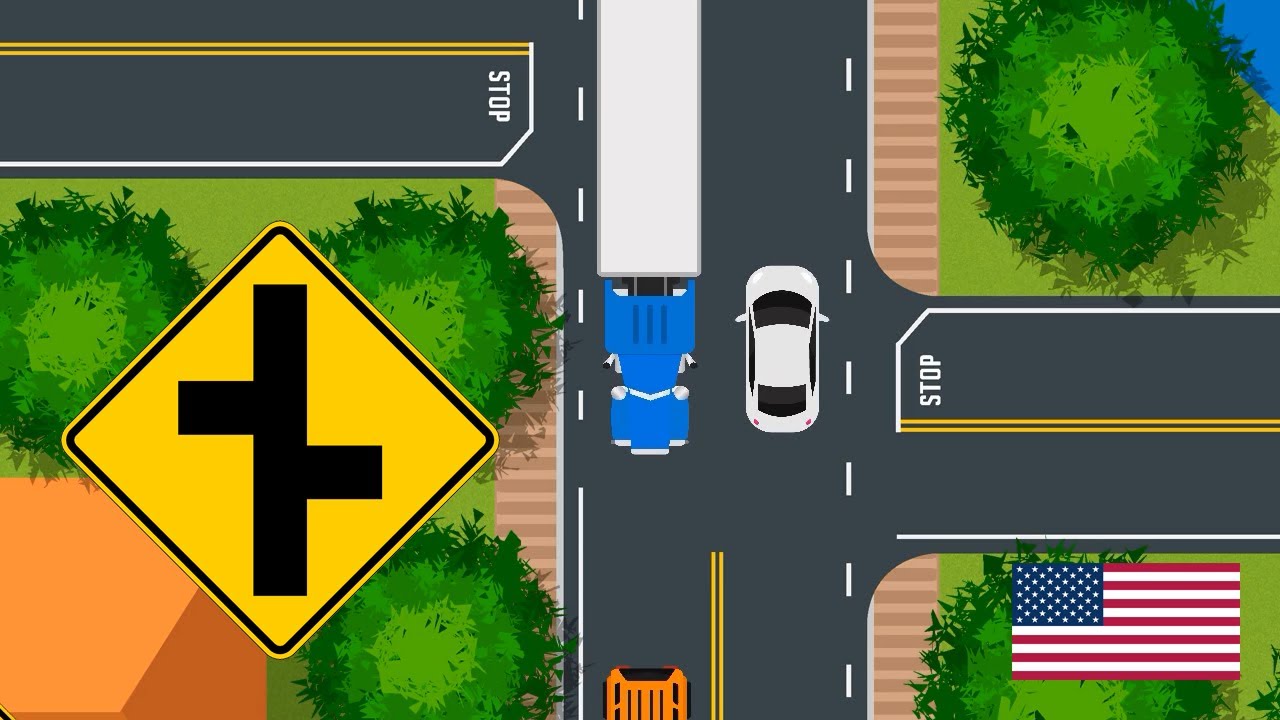 Traffic Signs | Road Signs Animation USA | Warning Signs Of Offset Side ...