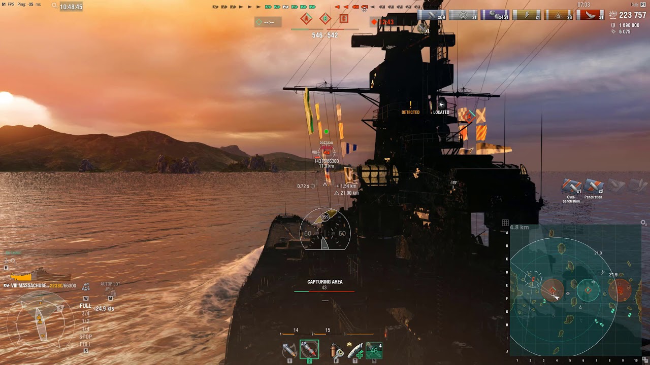 World of Warships- Meredith Mass B- 507 Secondaries - YouTube