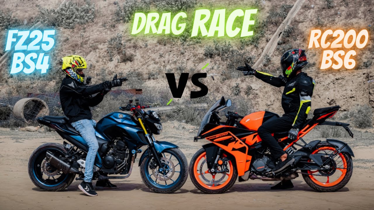 YAMAHA FZ25 BS4 VS KTM RC200 BS6 Drag Race||Top End Race||RC200 145 ...