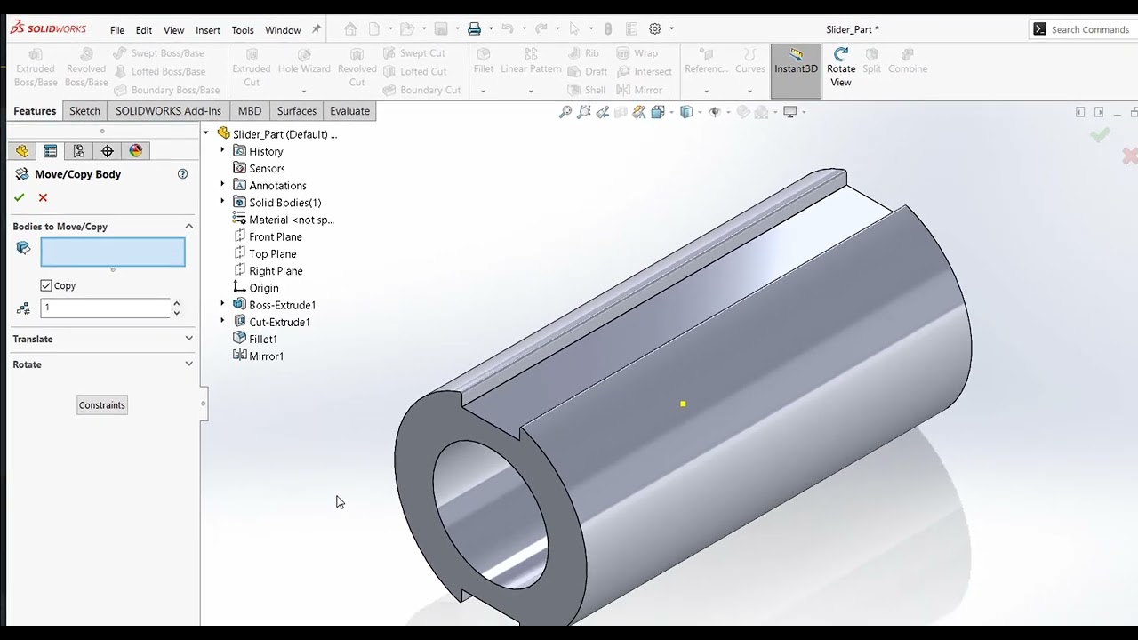 How To Change Part Orientation In SolidWorks By Using Move Copy Command How To Change Part Orientation In SolidWorks By Using Move Copy Command