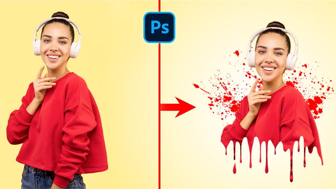 Dripping Effect Splatter Effect Photoshop Editing Tutorial 2023 - YouTube