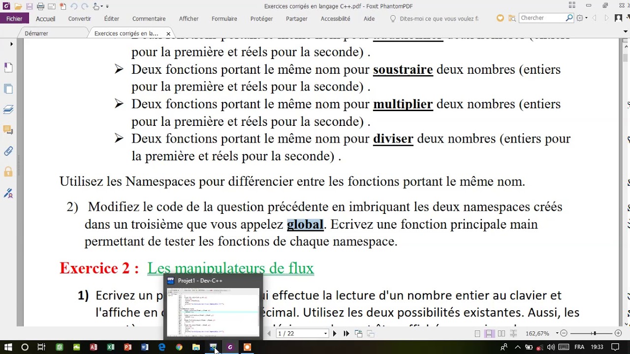 Langage C++ partie 2 exercice 1 sur les Namespaces - YouTube