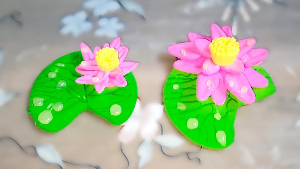 Water lily pad with water drops | Lily pad with clay | DIY clay water ...