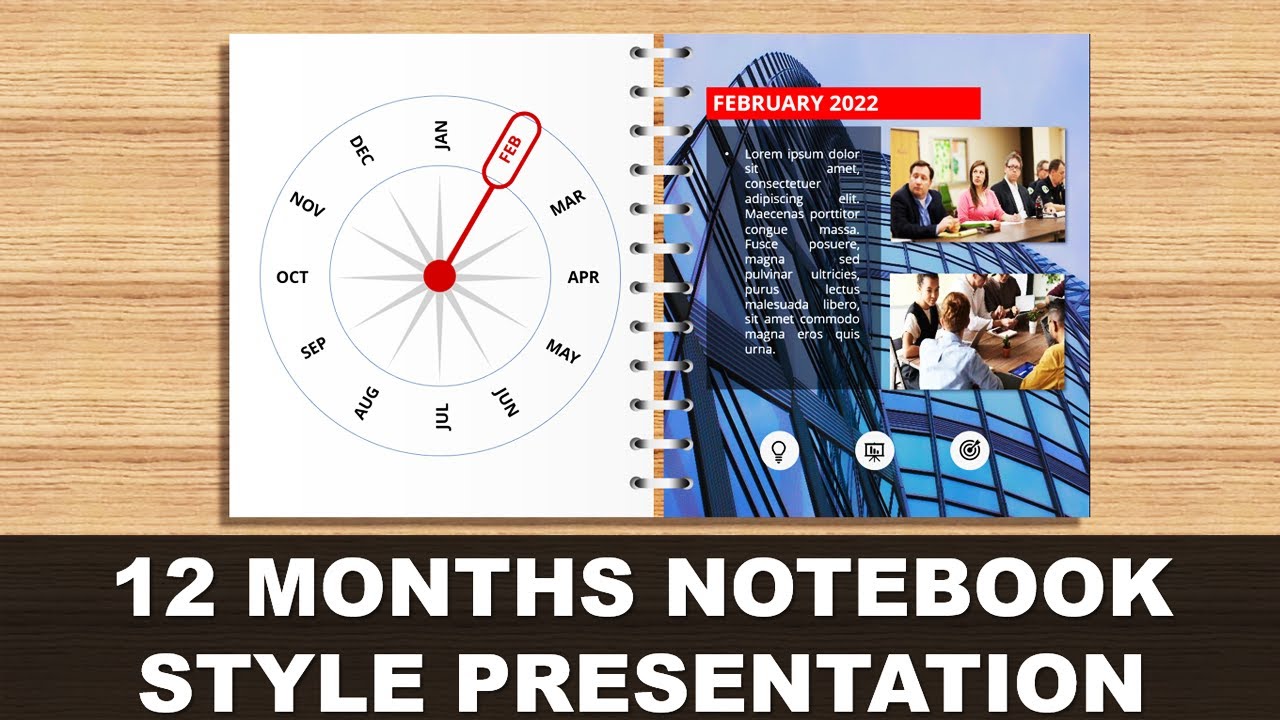 Create 12 Months Notebook Style Design Slide in PowerPoint - YouTube