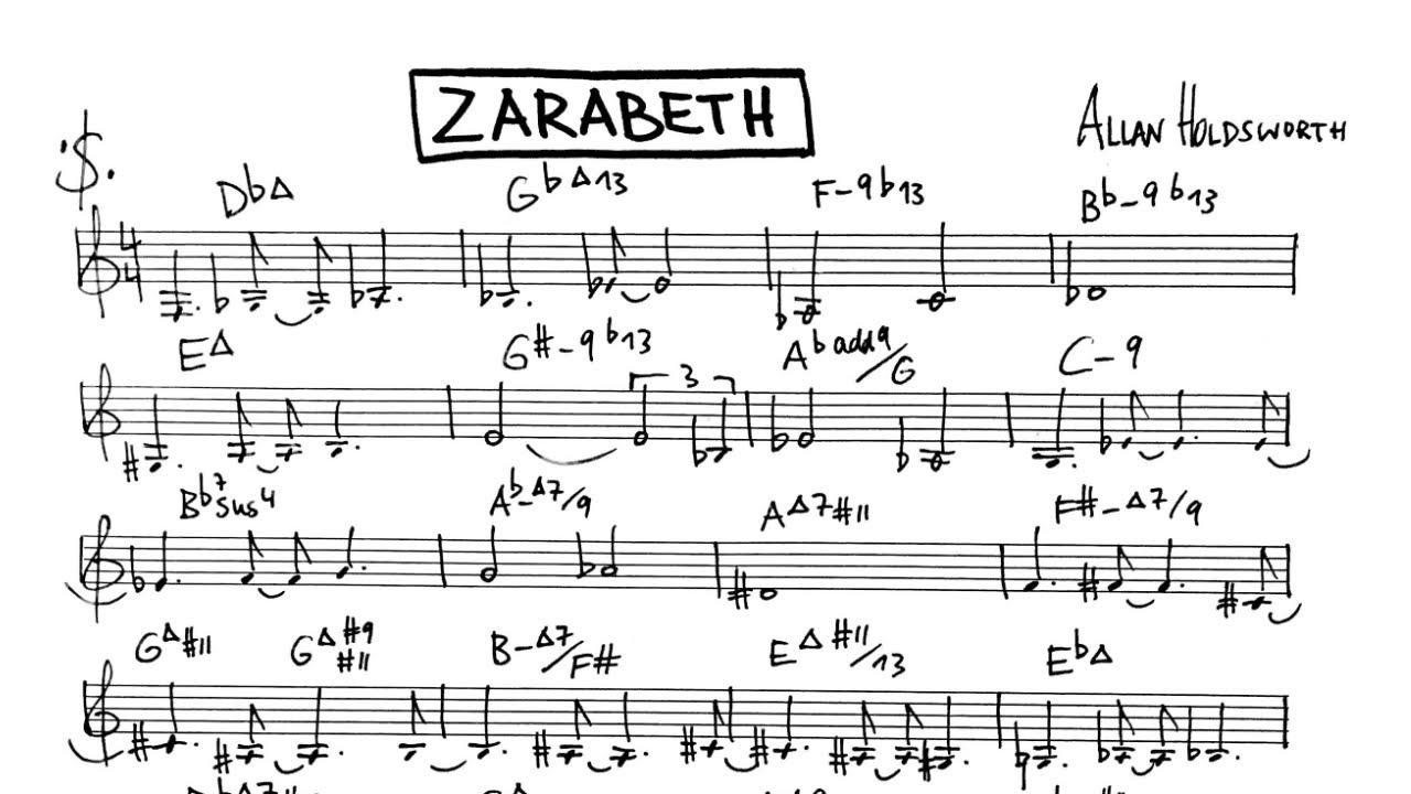 Allan Holdsworth: Zarabeth [lead sheet] - YouTube