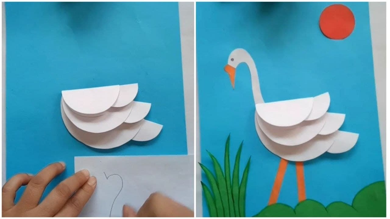 Paper art and craft, Making cute goose from paper, Origami goose - YouTube