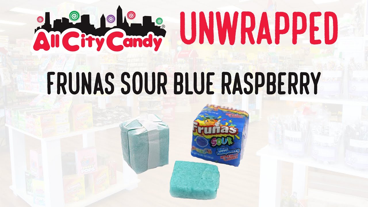 Frunas Sour Blue Raspberry Fruit Chews Taste Test - Unwrapped - All ...