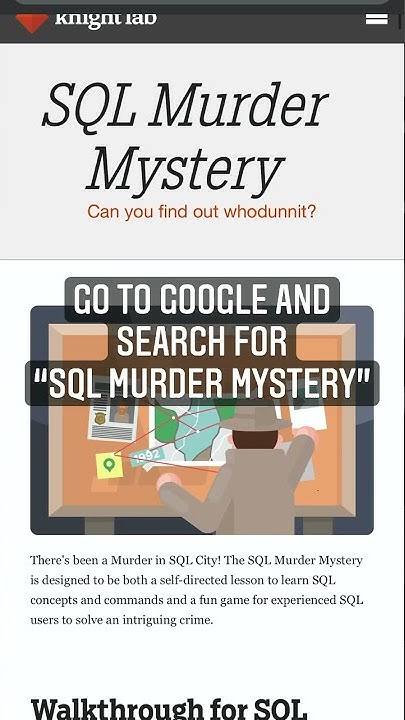 Learn SQL with this game “SQL Murder Mystery” #shorts - YouTube