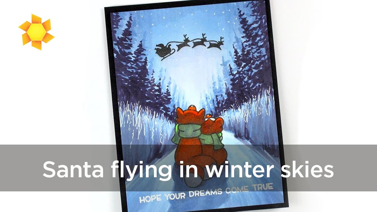 Christmas card: Santa flying in winter skies - YouTube