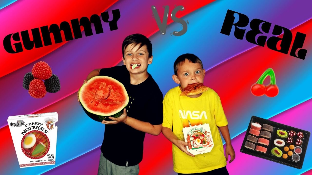 Gummy Food vs. Real Food Challenge! *EATING GIANT GUMMY FOOD* Last day ...