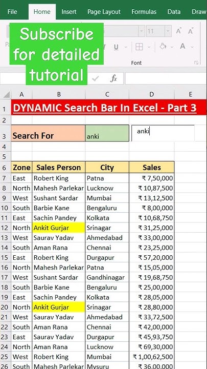DYNAMIC Search Bar in Microsoft Excel - Part 3 #shorts - YouTube