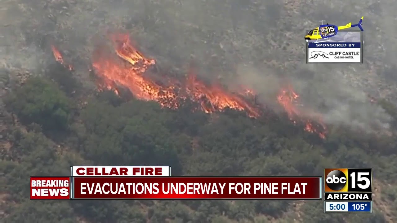 Cellar Fire forces evacuations near Pine Flat - YouTube