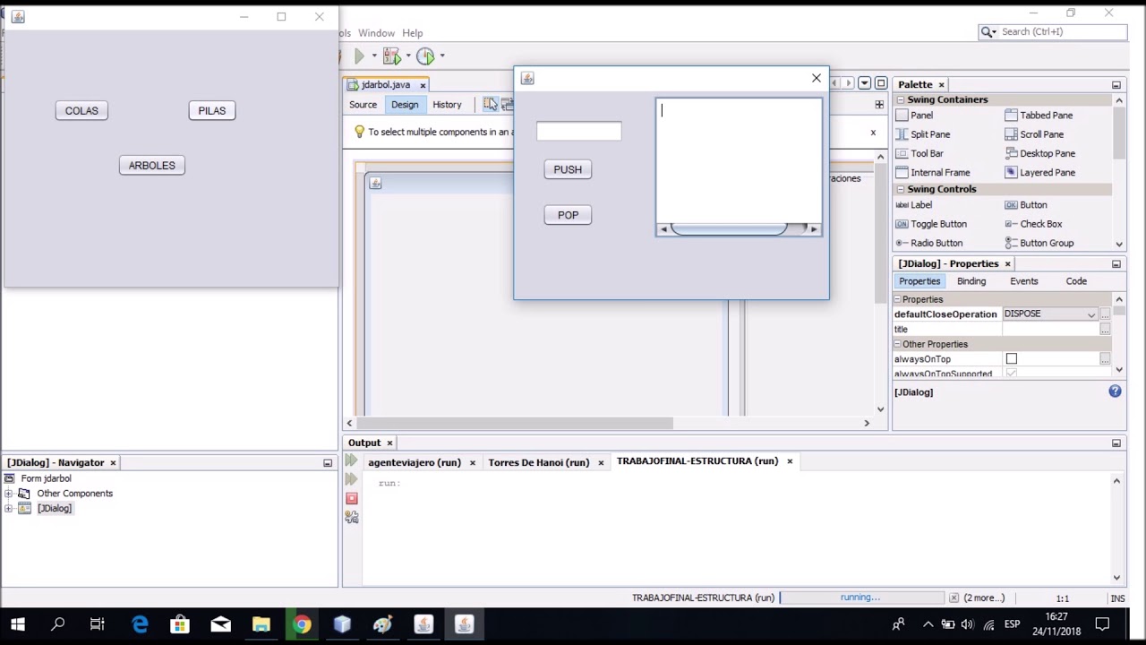 netbeans java colas pilas y arboles - YouTube