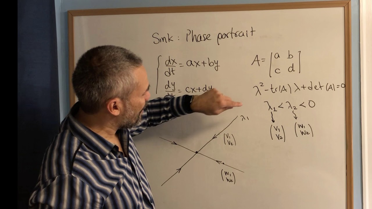 How to draw the phase portrait when the equilibrium point is a sink ...