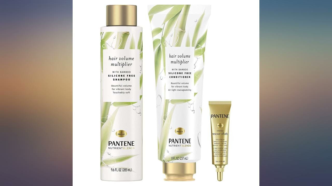 Pantene Volumizing Shampoo with Bamboo, Nutrient Blends Hair Volume ...