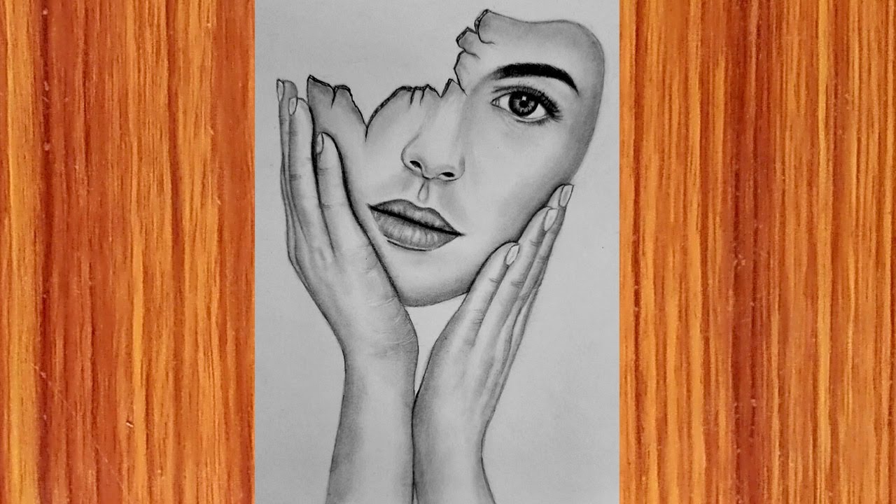 Best creativity drawing of face and hand || step by step || - YouTube