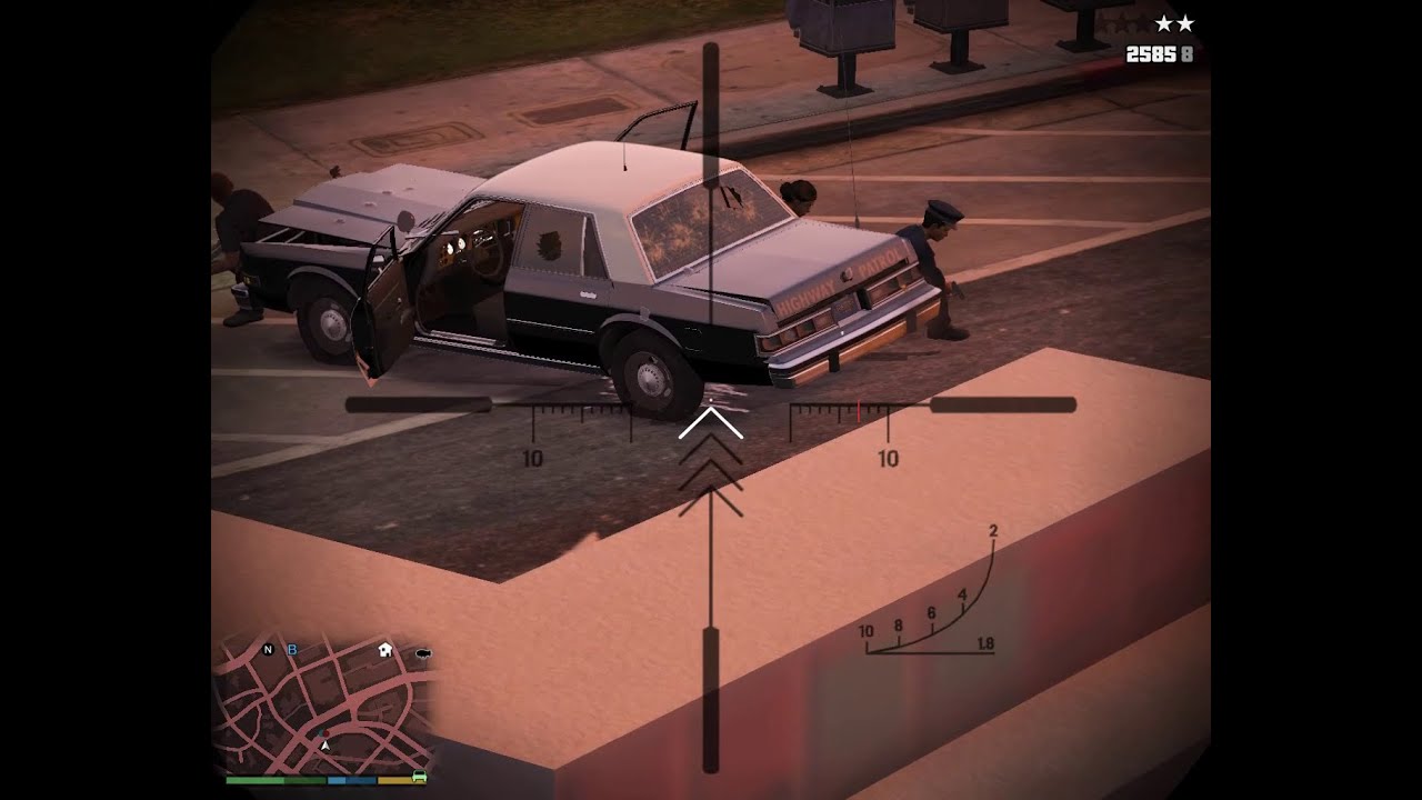 GTA 5 Gameplay Sniper Round Hits Police Car Gas Tank - YouTube