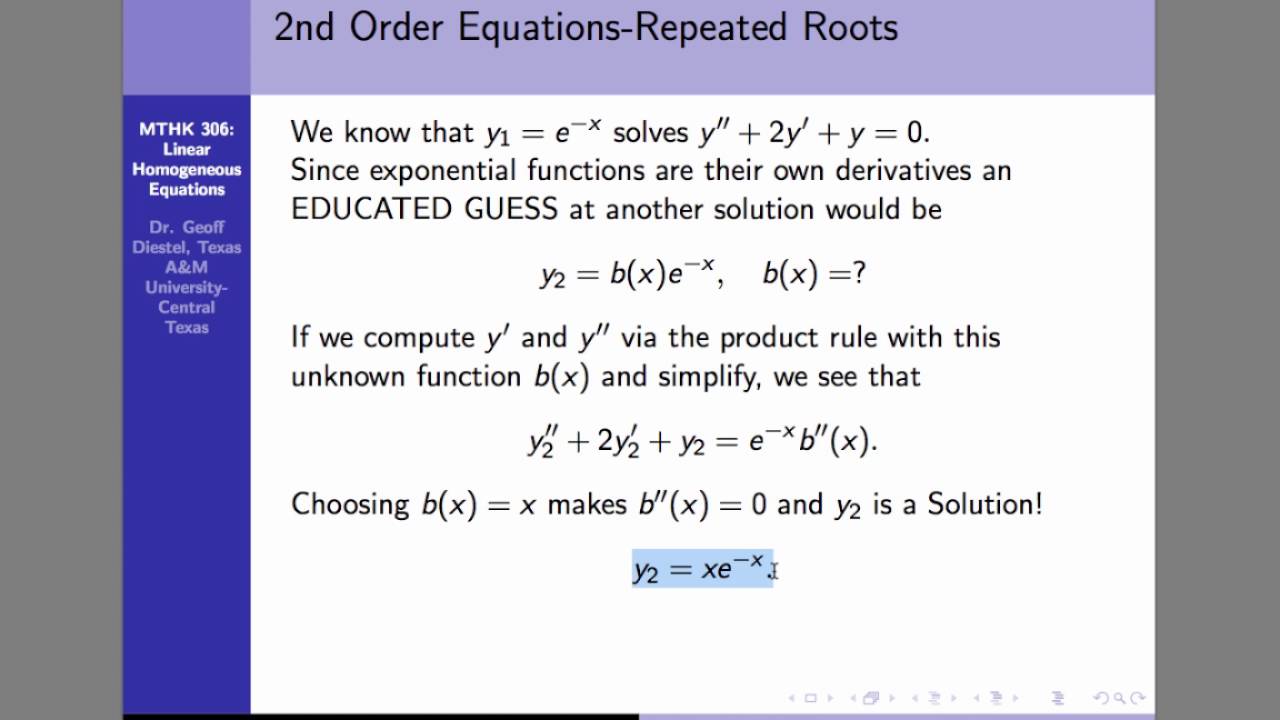 Linear Homogeneous Equations-Part 3 - YouTube