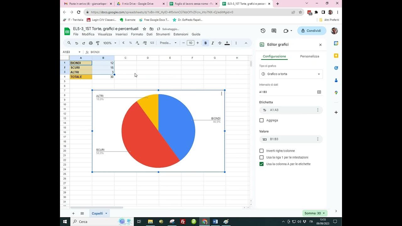 Grafico a torta in Google Sheets - YouTube