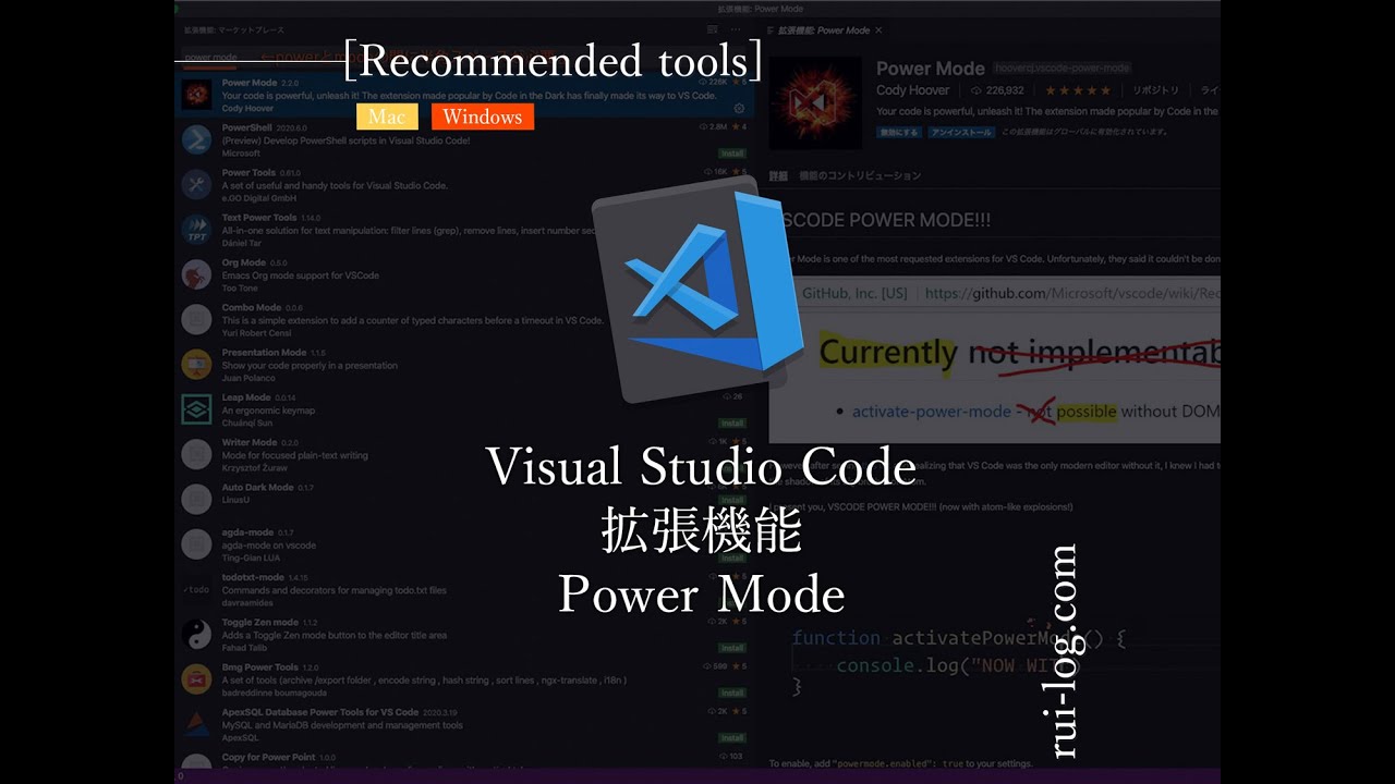 Visual Studio Codeの拡張機能「Power Mode」のデモ動画 - YouTube