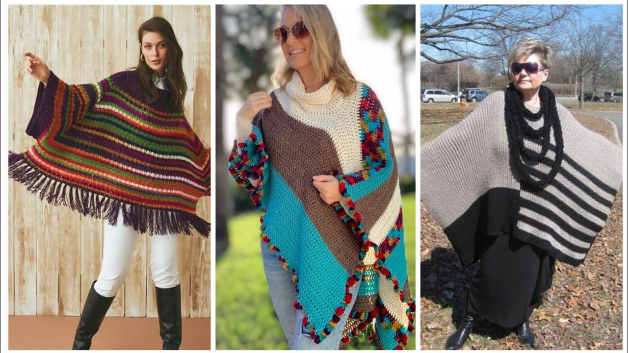 highly requested stylish different types of knitting pattern poncho ...