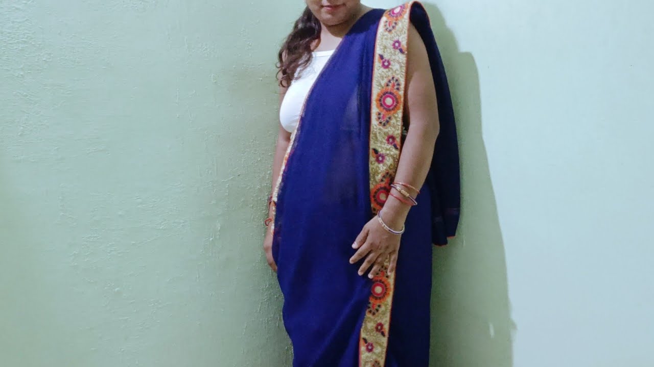 white samij with beautiful saree draping || saree how to wearing with ...