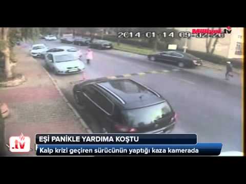 Kalp krizi geçiren sürücünün yaptığı kaza kamerada