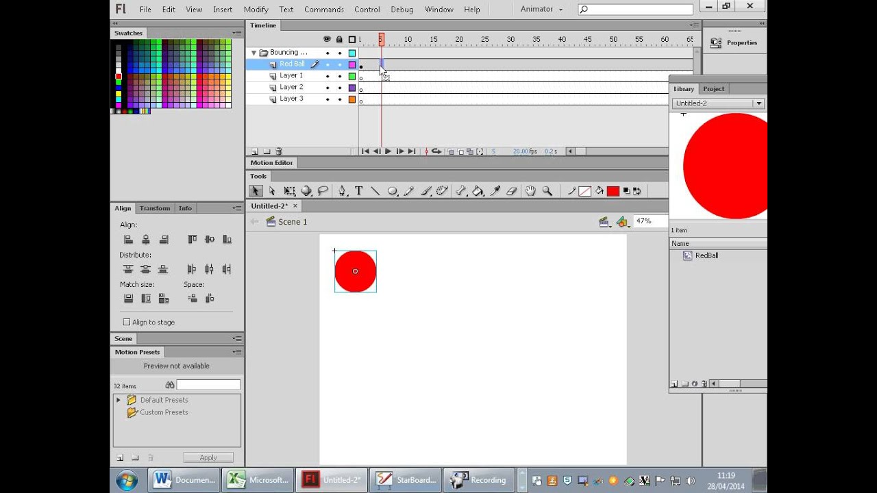 Lesson Bouncing Ball using Flash CS6 - YouTube
