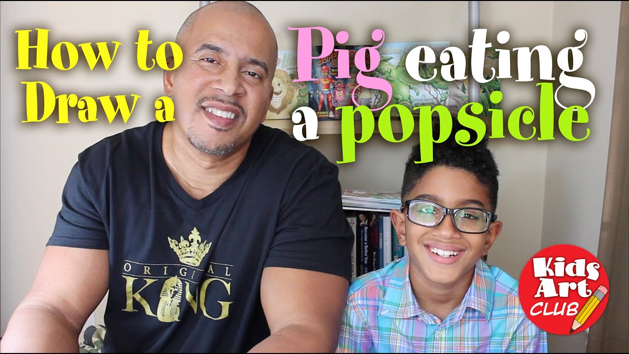 How to Draw a Pig Eating a Popsicle | Kids Art Club - YouTube