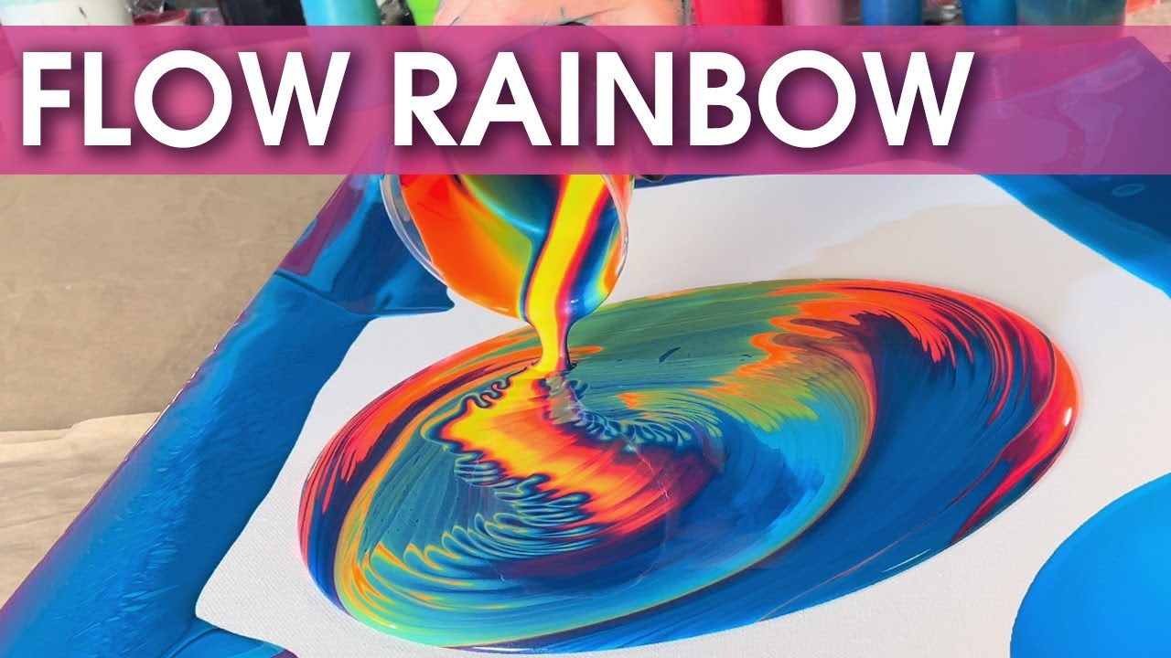 Rainbow Flow - Large, Colourful Acrylic Pouring Patterns - YouTube