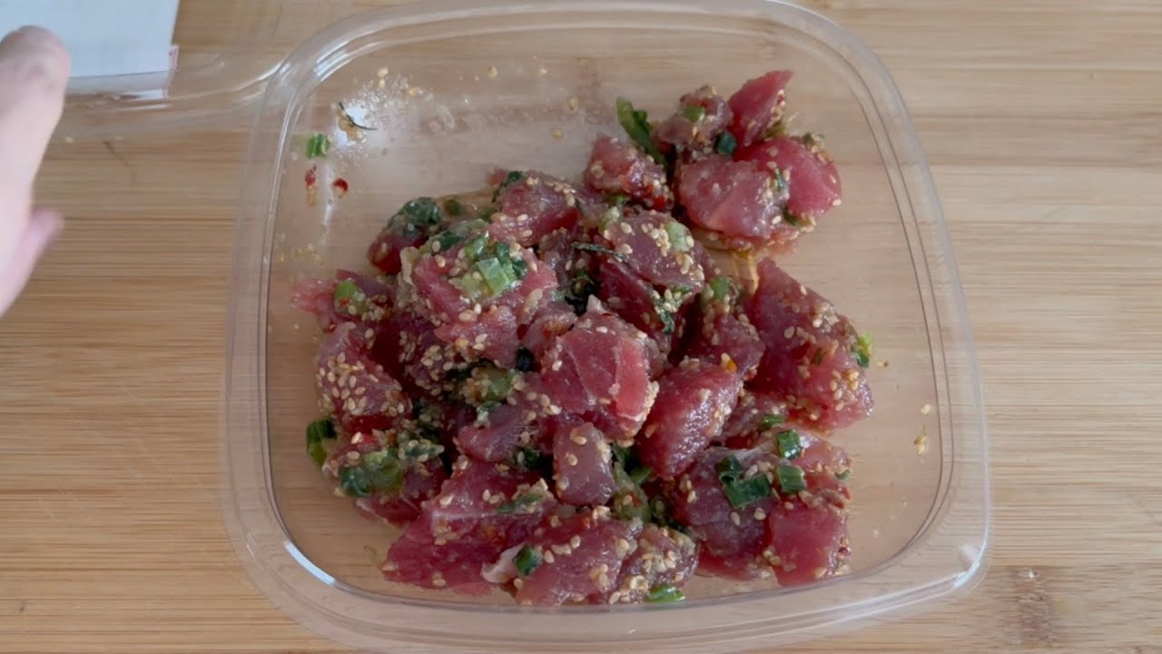 COSTCO ahi tuna wasabi POKE REVIEW TASTE TEST | costco finds - YouTube