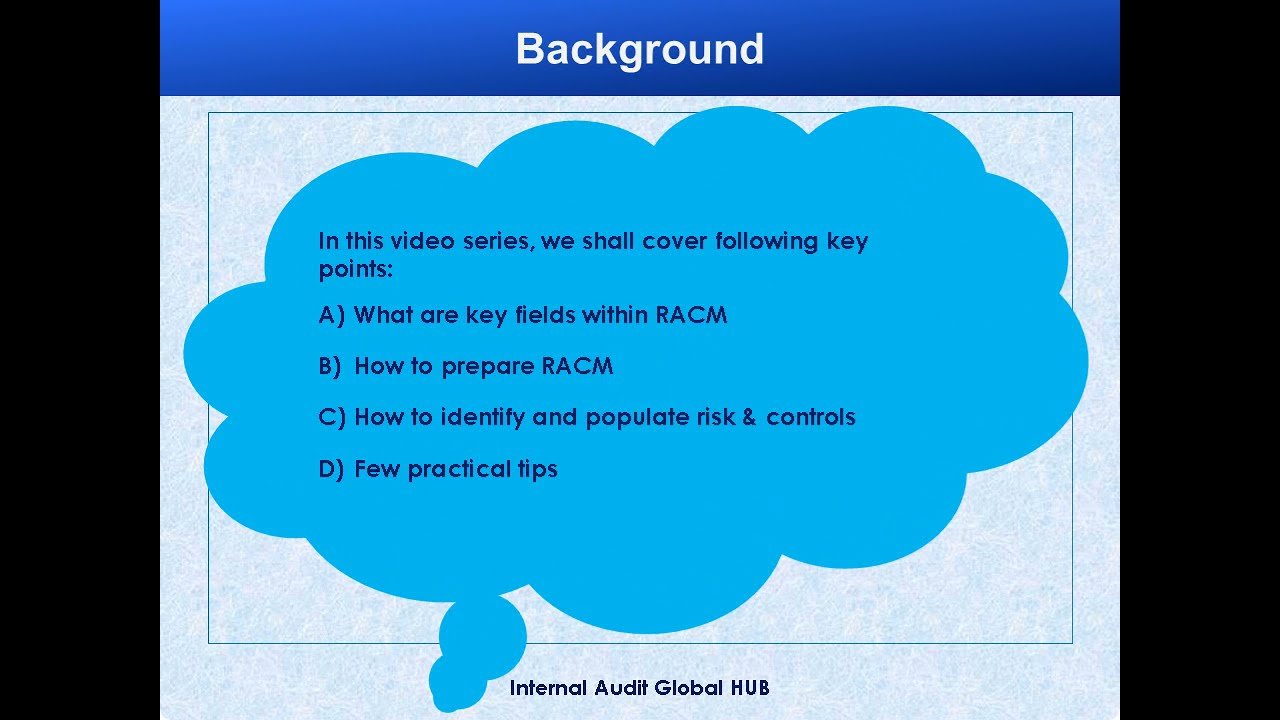 How to prepare Risk Assessment Control Matrix [RACM ] - Part I - YouTube