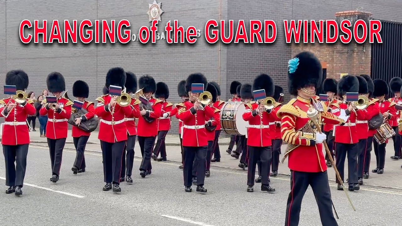 WINDSOR CASTLE GUARD Number 12 Company Irish Guards with Band of the ...