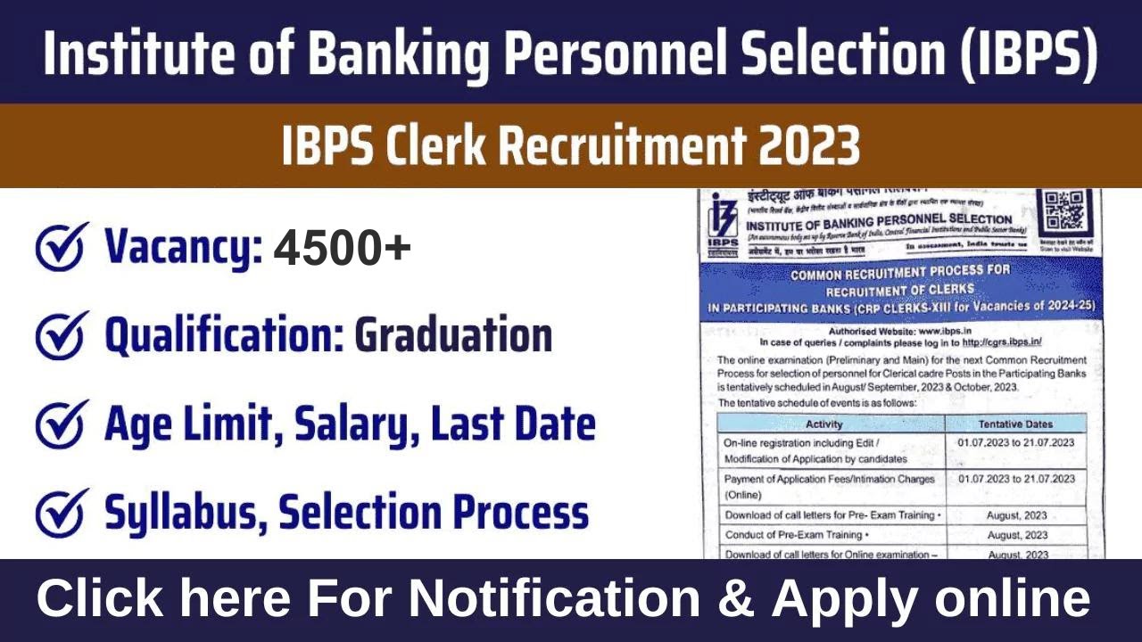 IBPS CLERK NOTIFICATION 2023, RECRUITMENT, VACANCY, SYLLABUS, EXAM ...