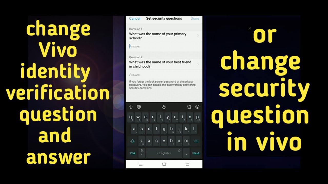 how to change security question in vivo || Vivo identity verification ...