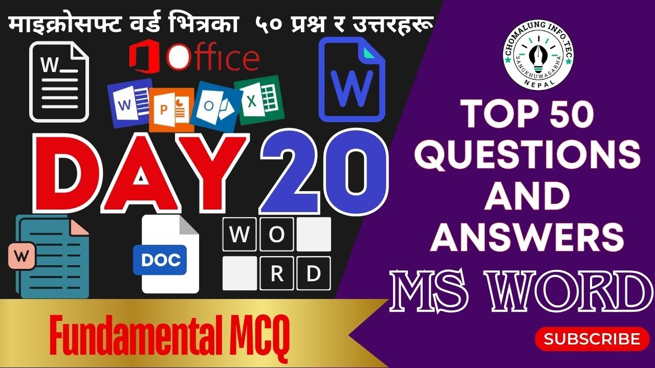 Top 50 Ms word Questions and Answer | ५० वर्डका प्रश्न तथा उत्तरहरूको ...