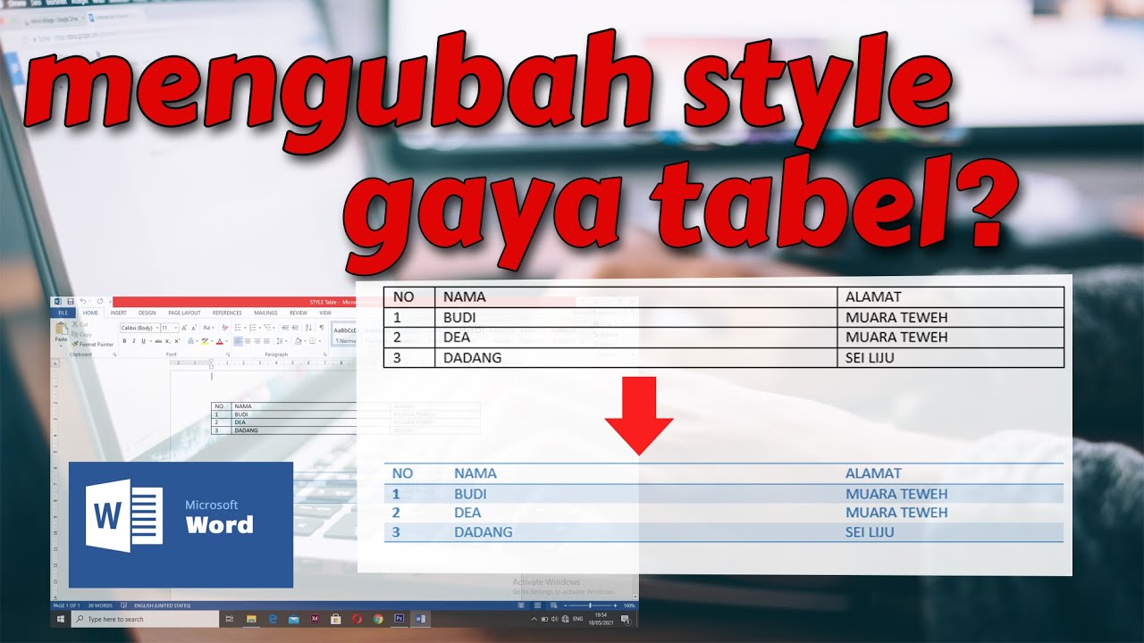 CARA MENGUBAH STYLE ATAU GAYA TABEL DI MS WORD - YouTube