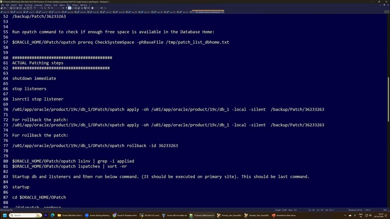 Oracle DBA Tutorial Session-47 Oracle database patching Part2 || Nov'2023 Batch - YouTube