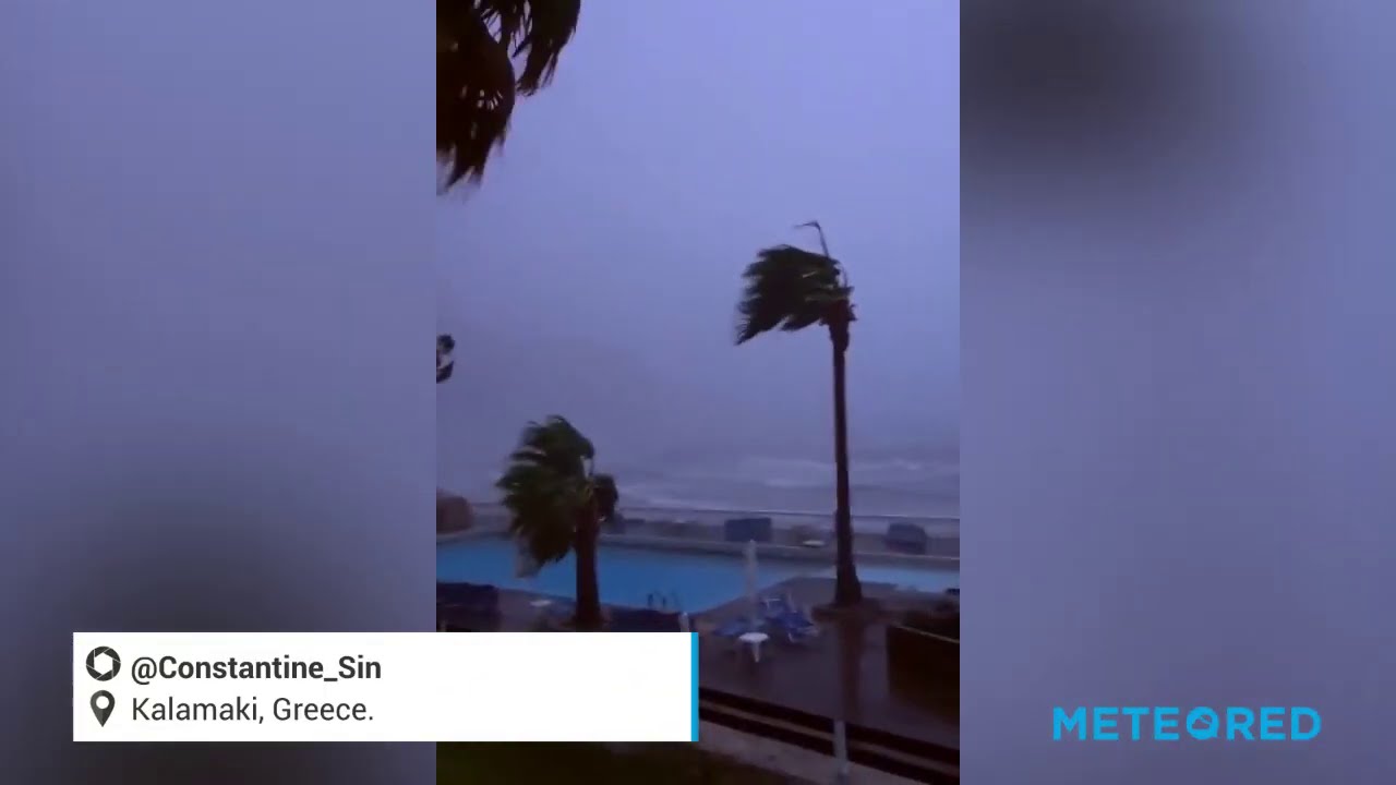 Cyclone lanos hits the shores of Greece - YouTube