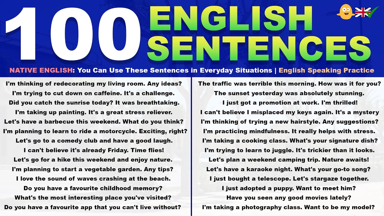 Native English: 100 English Sentences You Can Use in Everyday ...