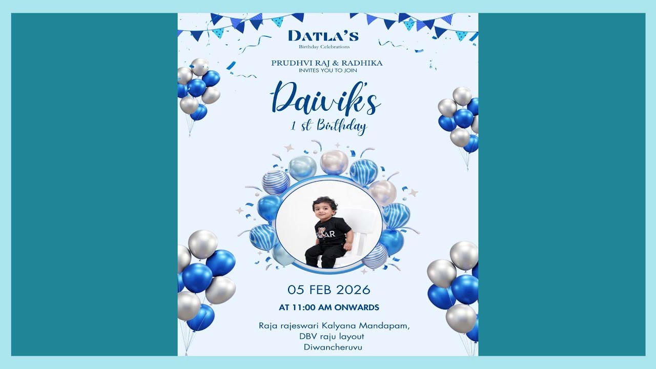 DATLA'S BIRTHDAY CELEBRATIONS " DAIVIK'S 1ST BIRTHDAY " - YouTube