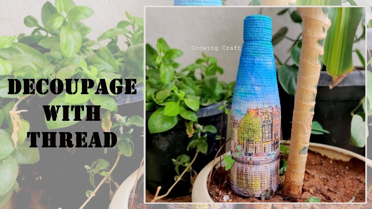 Glass bottle Decoupage art with Napkin I 1 Easy Decoupage tutorial ...