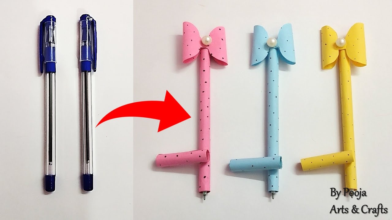 Origami paper pen craft | Pen decoration ideas | Paper craft | Easy ...