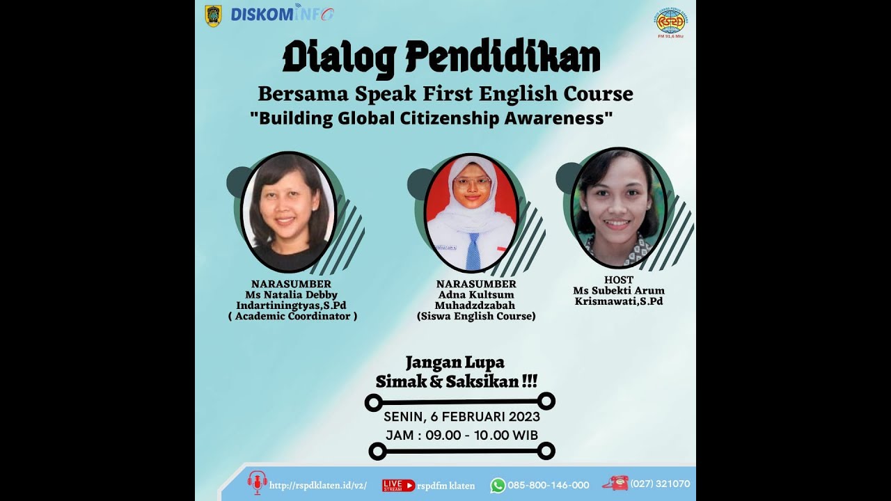 #livestreaming Dialog Pendidikan bersama Speak First English Course ...