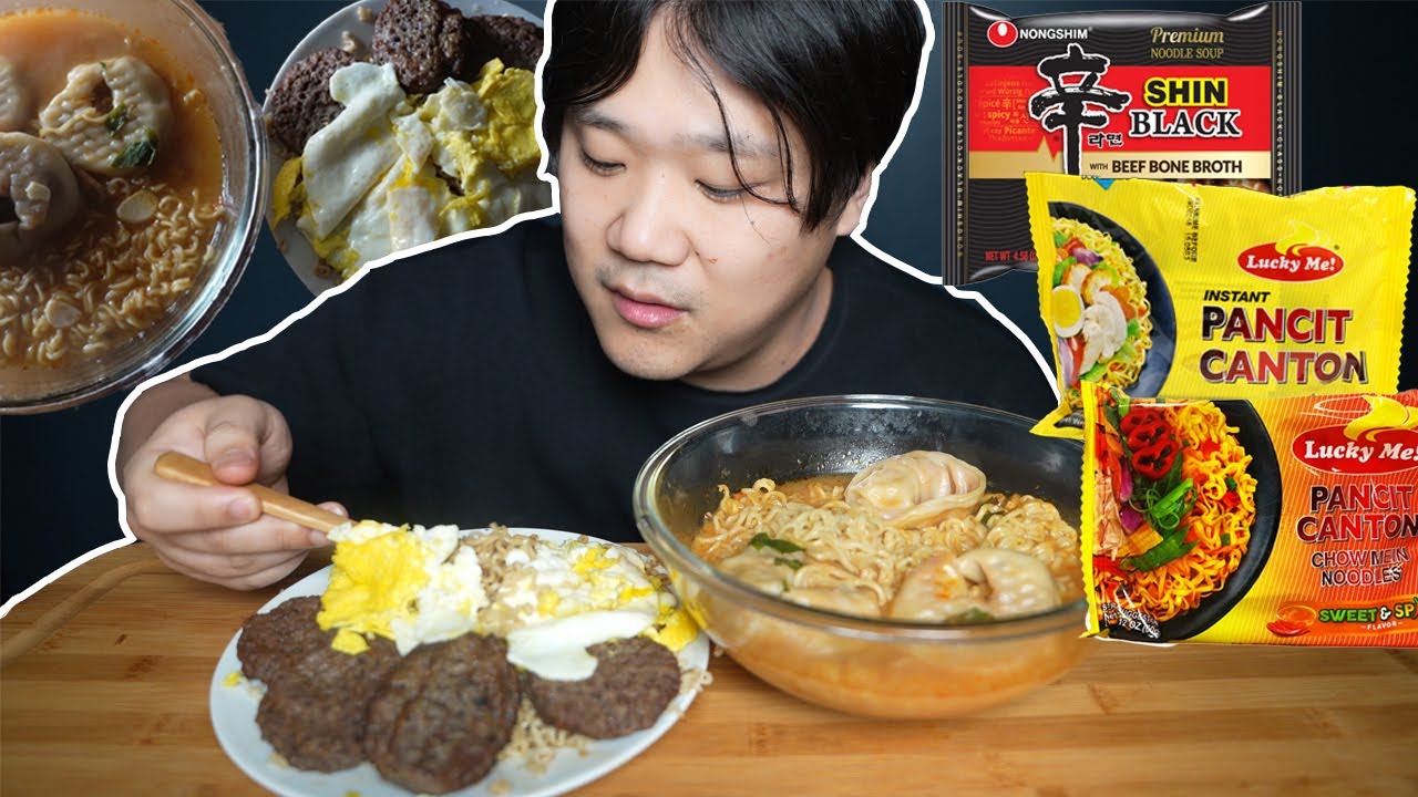 Pancit Canton Original + Sweet N Spicy Mixed!~ & Shin Ramen Black with ...