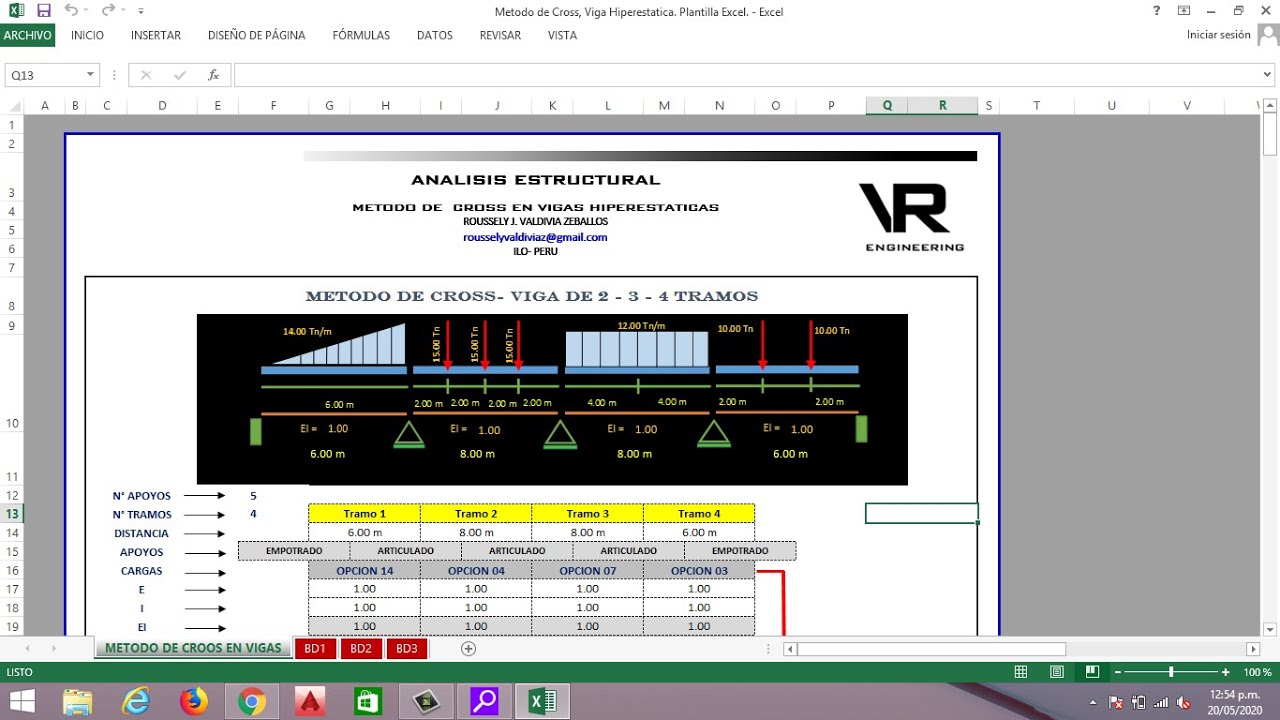 MÉtodo De Cross Plantilla Excel Youtube